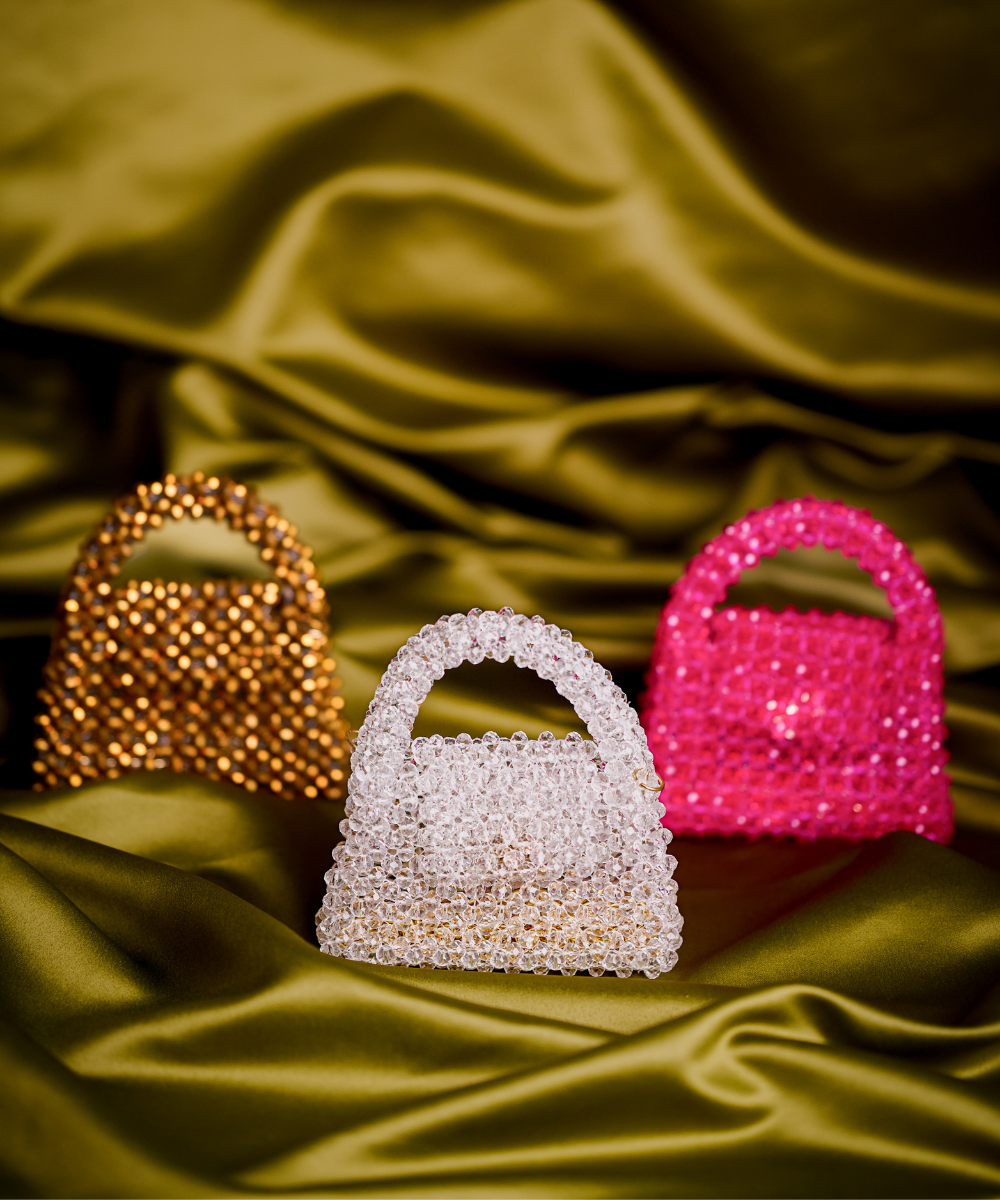 Razzle Clear Crystal Handcrafted Mini Bag- House of Kosha – My Store