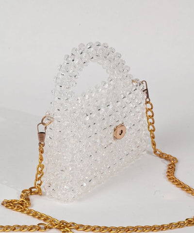 Razzle White Crystal Handcrafted Mini Bag – House of Kosha